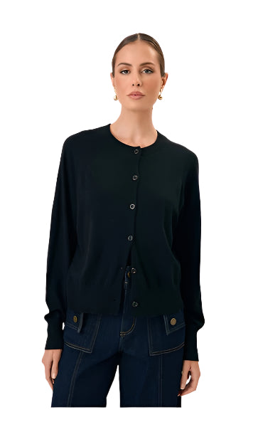 Freddy Cotton Cashmere Knit Cardigan Black | Global Free Style
