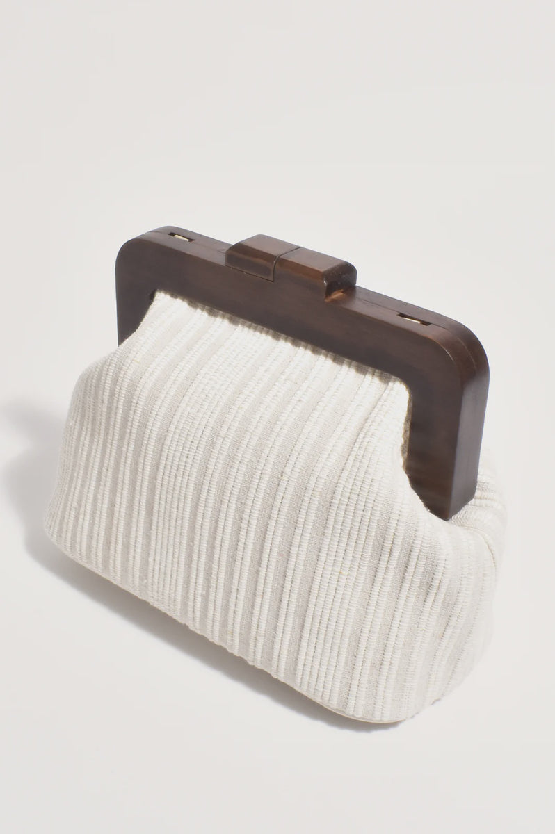 Lucinda Timber Frame Stripe Weave Clutch Cream/Natural – Global Free Style