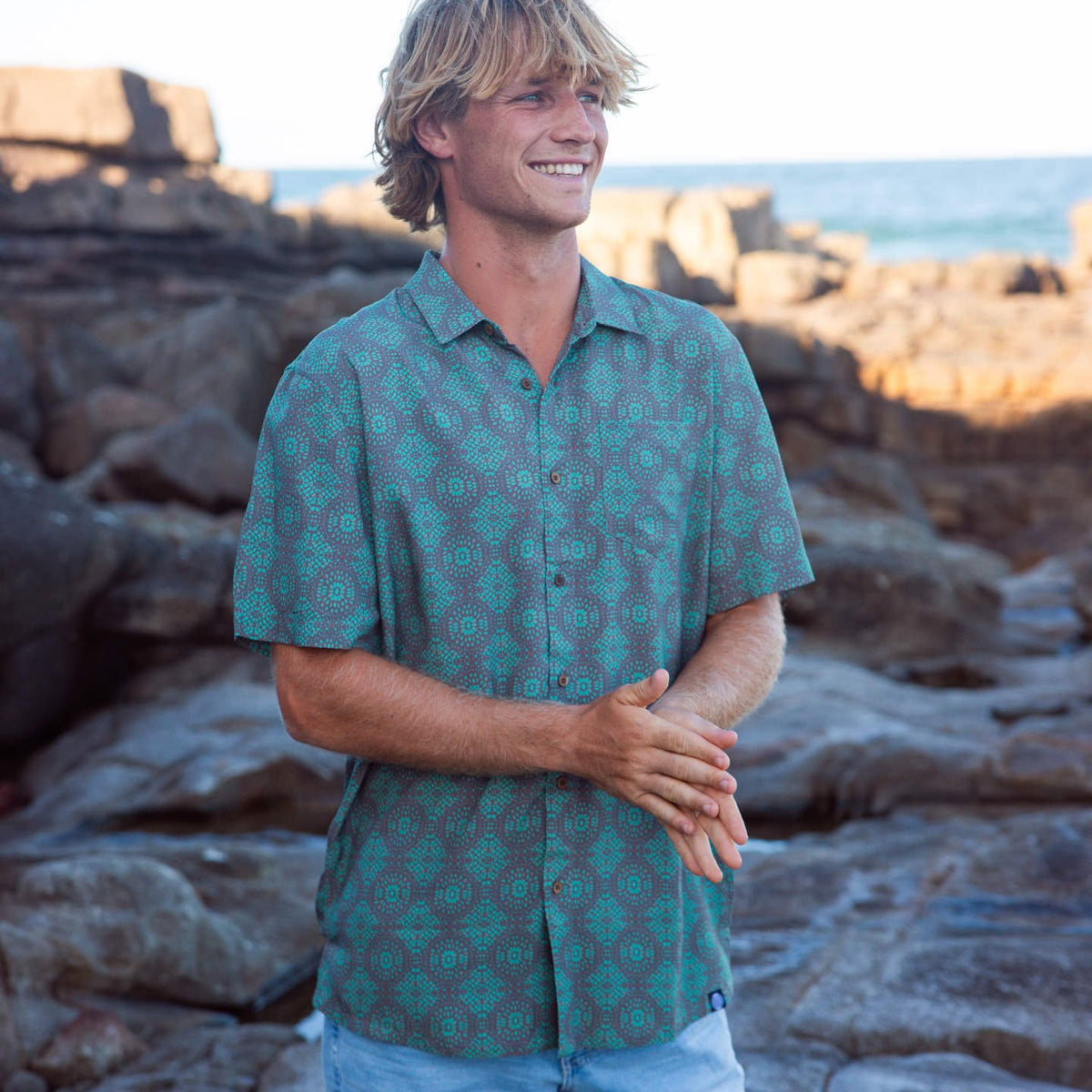 Rep Tiles Aqua Green Mens Shirt – Global Free Style